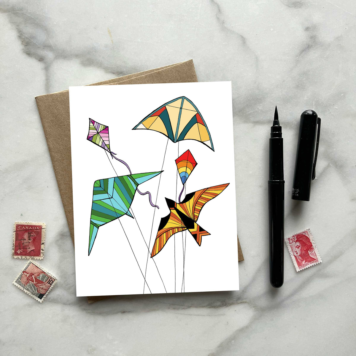 Colorful Kites Greeting Card – Sloe Gin Fizz