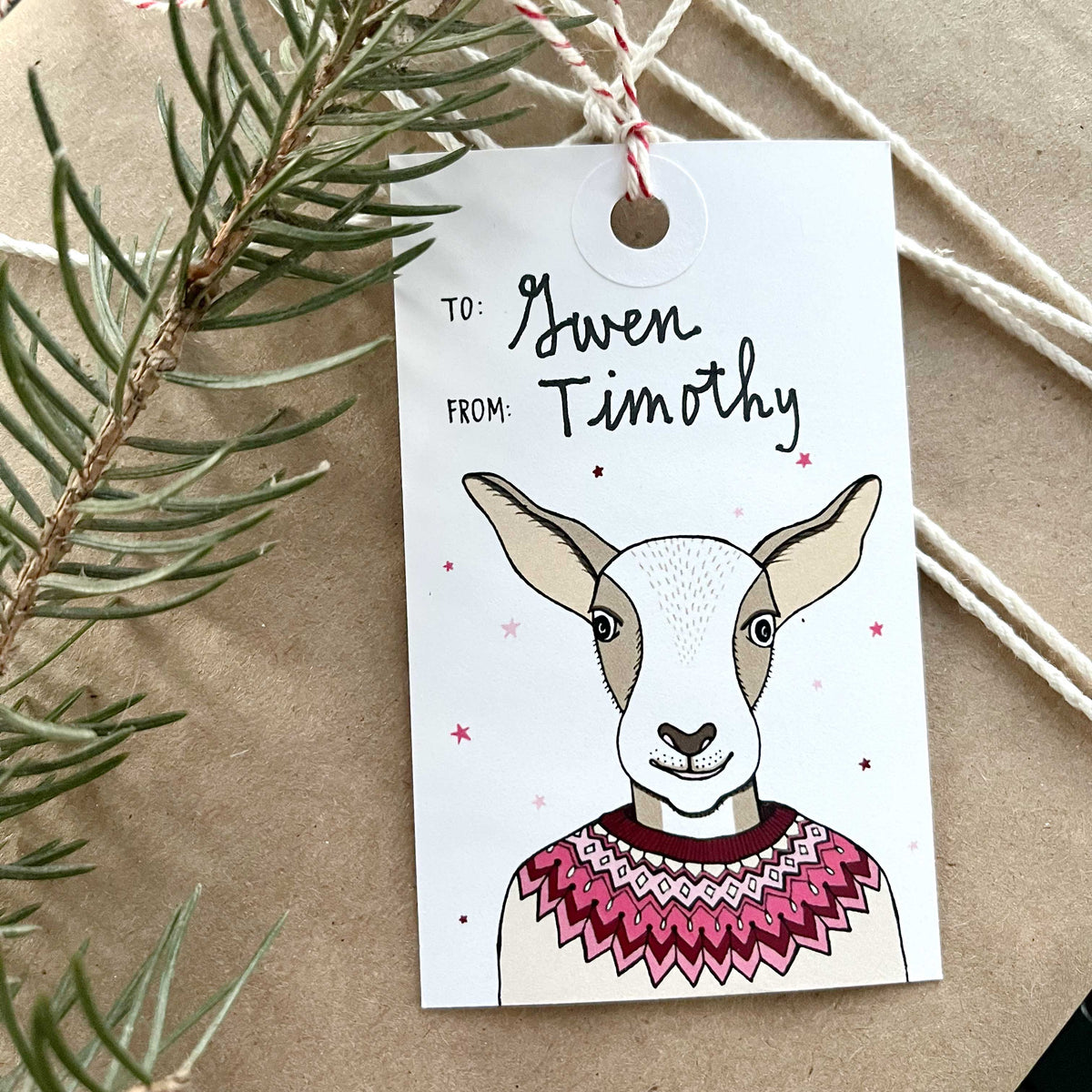 Goat Kid in a Fair Isle Sweater Holiday Gift Tag Set – Sloe Gin Fizz