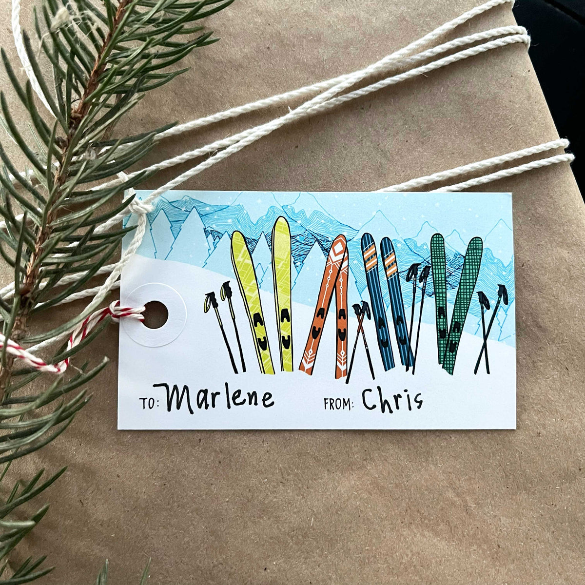 Colorful Skis Holiday Gift Tag Set – Sloe Gin Fizz